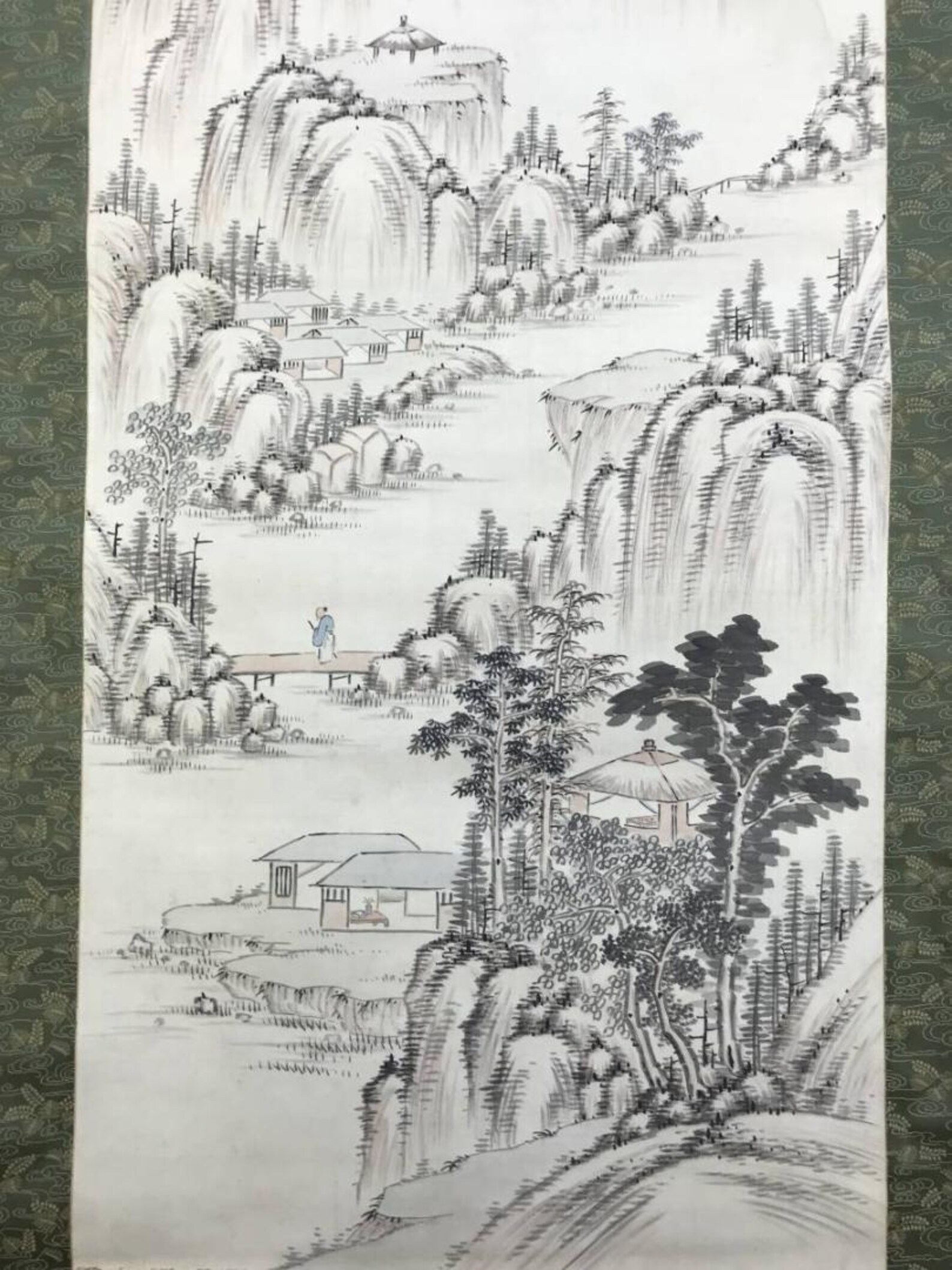 Japanese Hanging Scroll by Urakami Shunkai – Landscape With Figure and ...