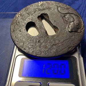 Vintage Iron Tsuba With Silver Inlay Rare Design, Samurai Sword Guard ...