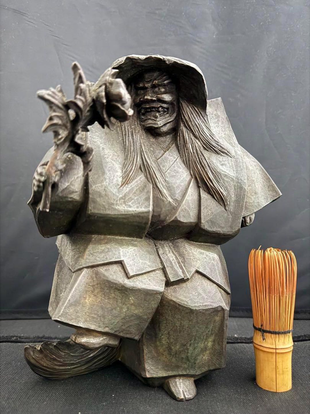 Antique Heavy Bronze Kabuki Statue by Shuhou Katana – 9kg, 27.5cm, Feng ...