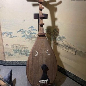 Antique Chikuzen Biwa With Rosewood & Boxwood, Four-string Japanese ...