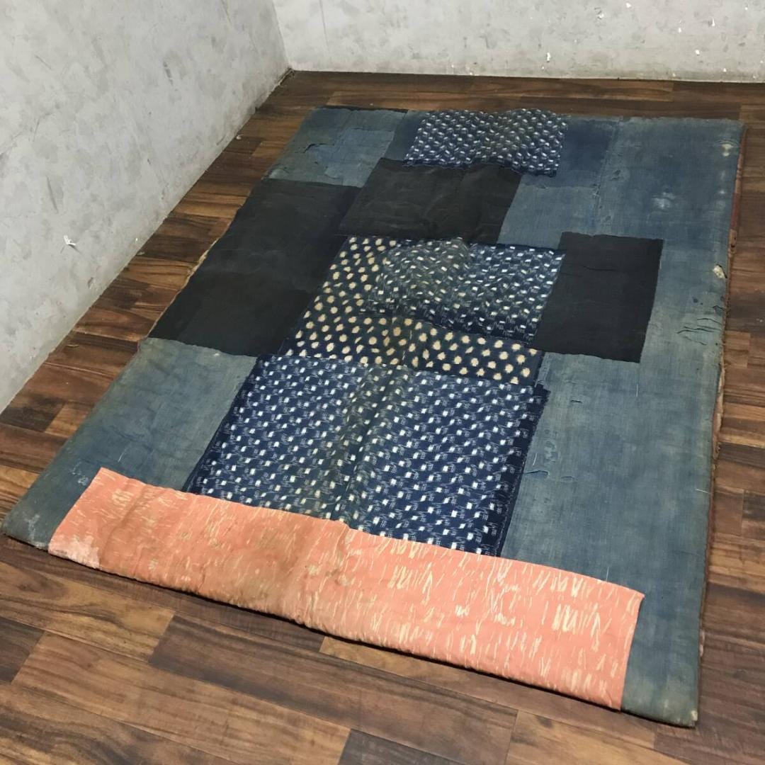 Vintage Japanese Indigo Boro Futon – Large 47×63in – Heavy Fabric for ...