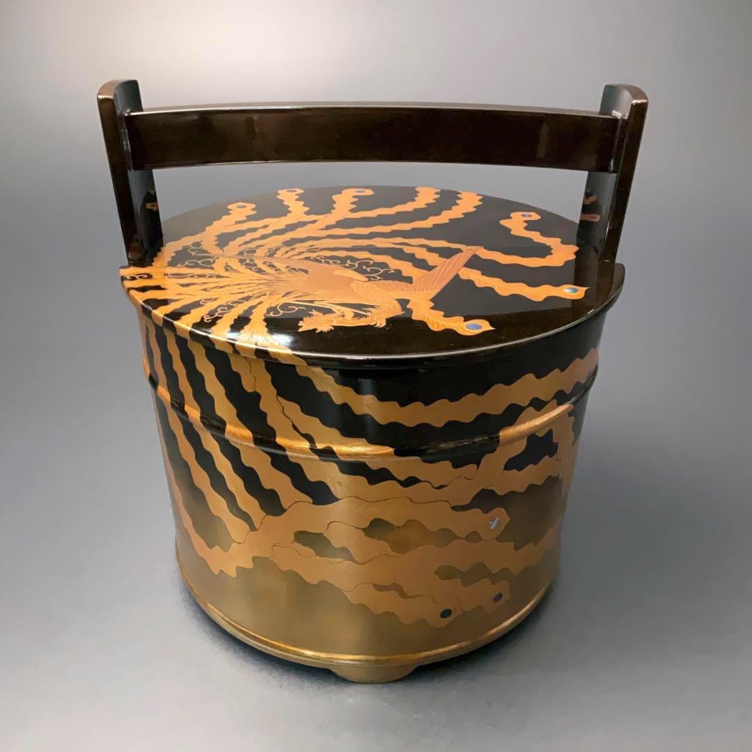 Wajima Lacquer Water Bucket Mizusashi – Phoenix Maki-e by Kanazuki ...