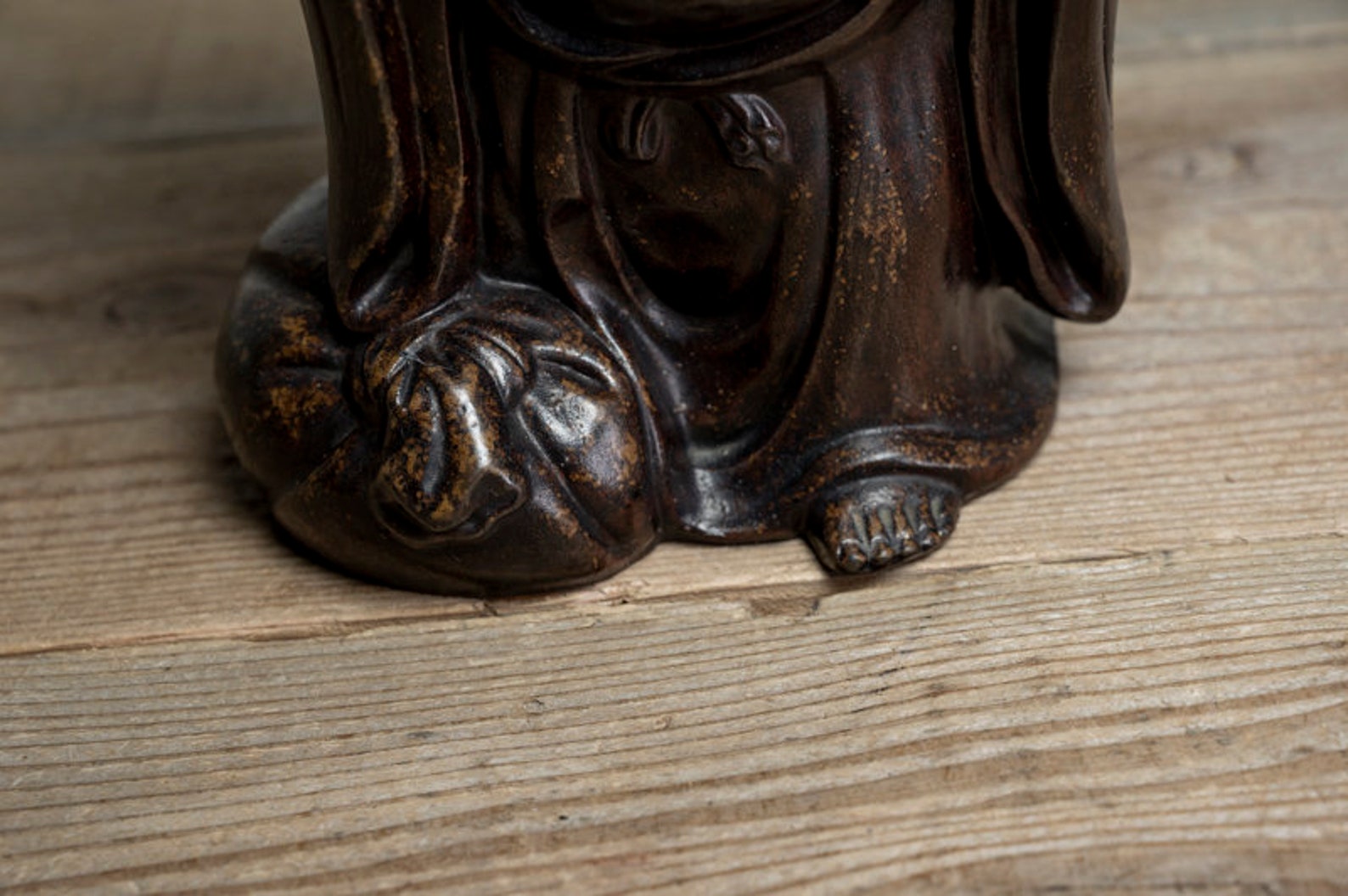 Antique Bizen Ware Hotei Statue - Meiji Period 19th Century Japanese ...