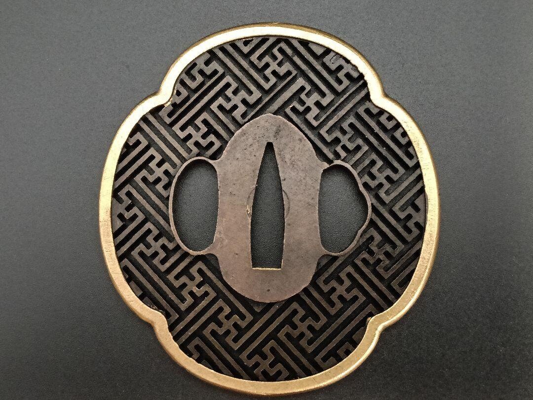 Katana Tsuba, Japanese Sword Fittings: Tsuba With Arabesque Swastika ...