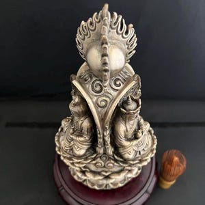 Vintage Bronze Three-faced Buddha Statue With Stand – 36.5cm, 2.9kg ...