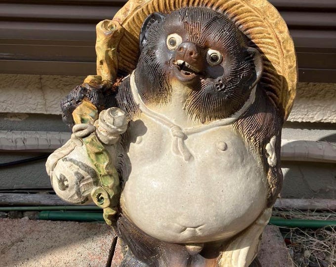 Vintage Shigaraki Tanuki Statue - Japanese Lucky Raccoon Dog - 40cm (15 ...