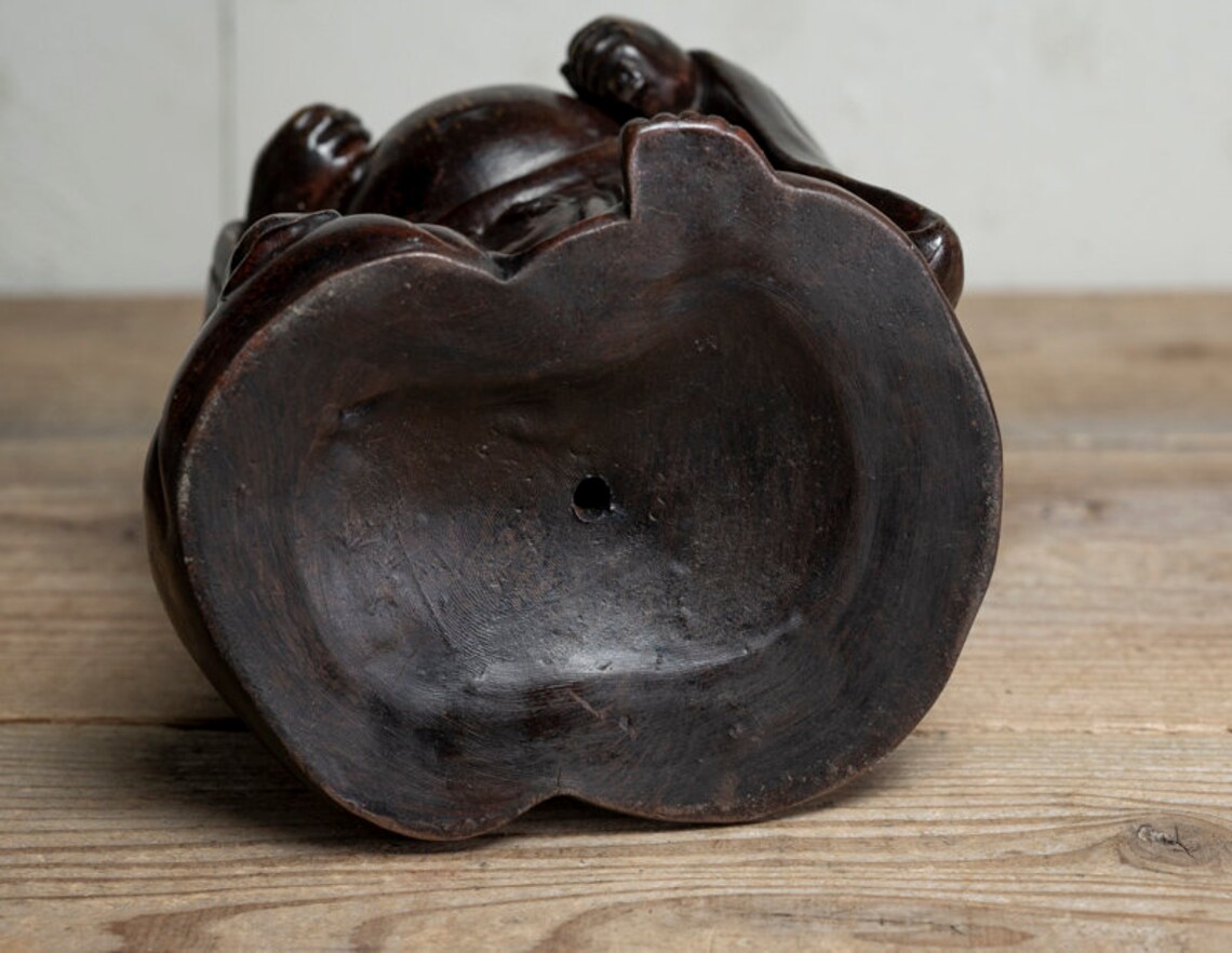 Antique Bizen Ware Hotei Statue - Meiji Period 19th Century Japanese ...