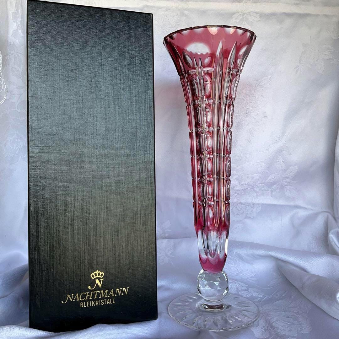Vintage NACHTMANN Red Cut Crystal Glass Vase West German Overlay ...