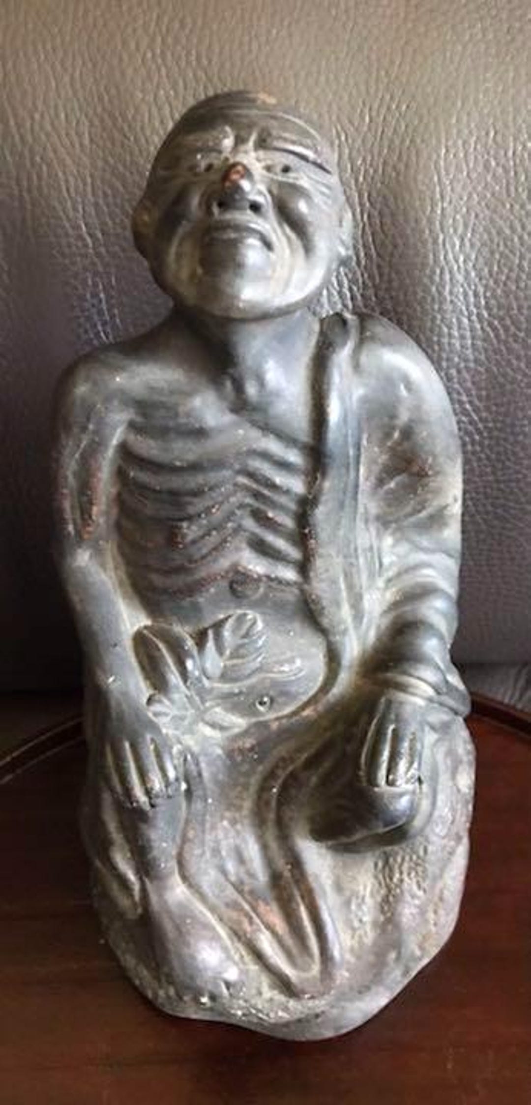 Antique Edo Period Japanese Arhat Statue – Ceramic Rakan Figure With ...