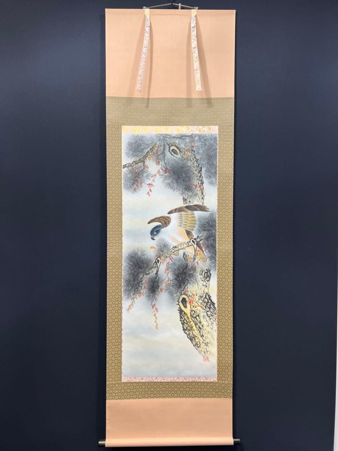 Yuzan Hawk and Pine Hanging Scroll – Hand Painted Japanese Kakejiku on ...