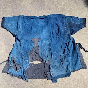 Vintage Japanese Boro Indigo Work Jacket – Hand-stitched Patched Noragi ...