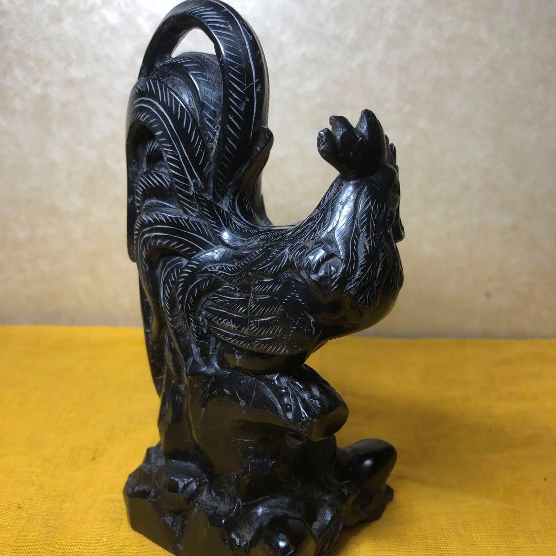 Nachiguro Stone Carved Rooster – Japanese Handcrafted Black Stone ...