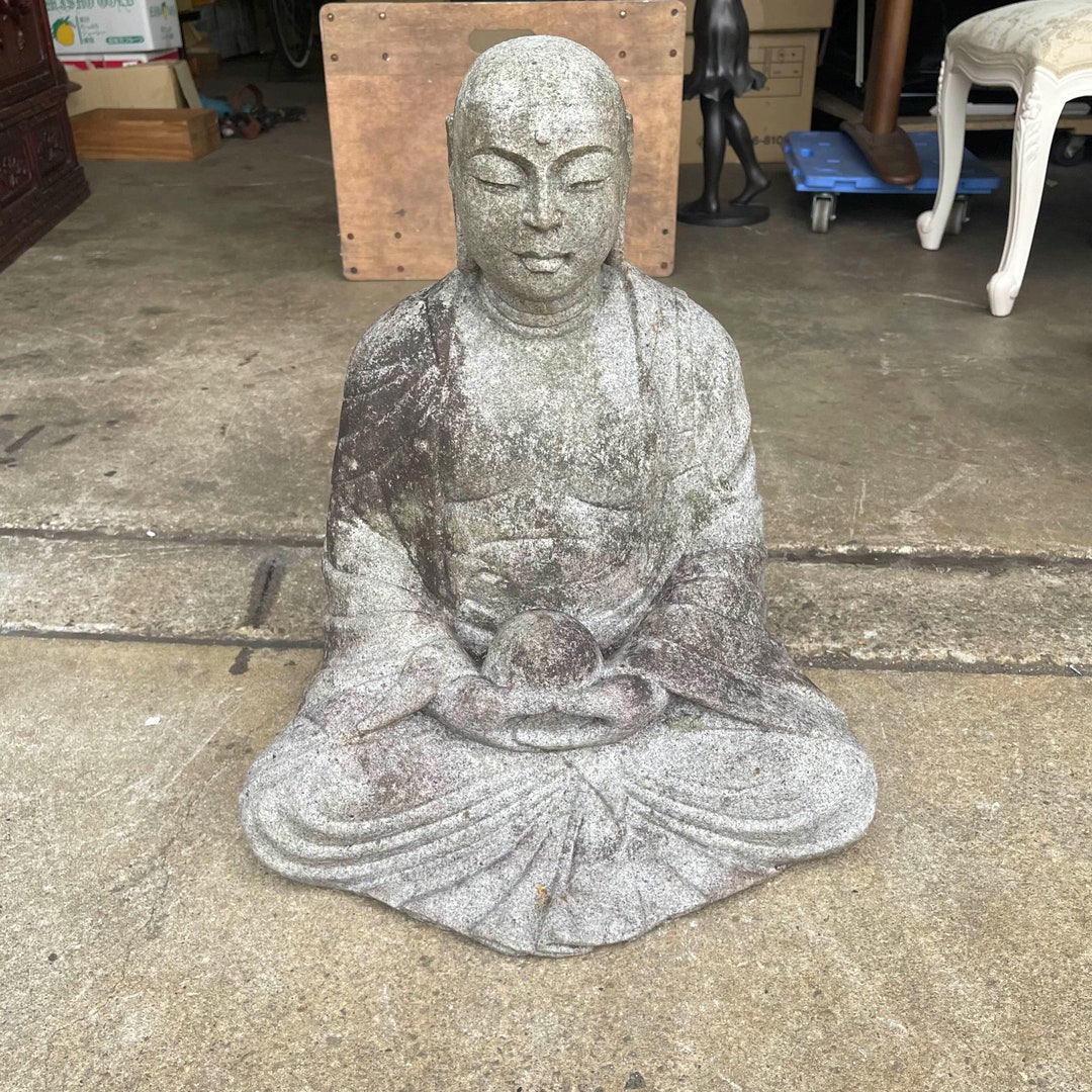 Vintage Stone Jizo Statue, Nagano Origin, Buddhist Art for Feng Shui ...