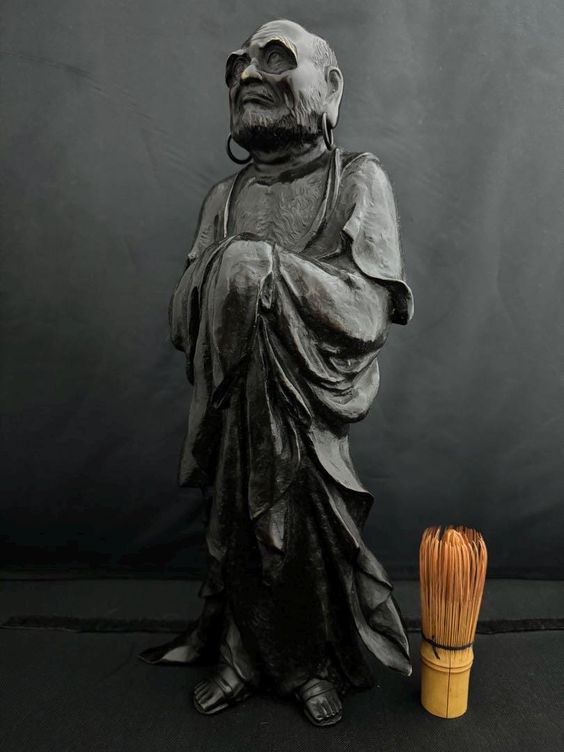 Vintage Bronze Daruma Daishi Statue by Hozan, 40.5cm Tall, Feng Shui, Good Fortune, Heavy Solid ...