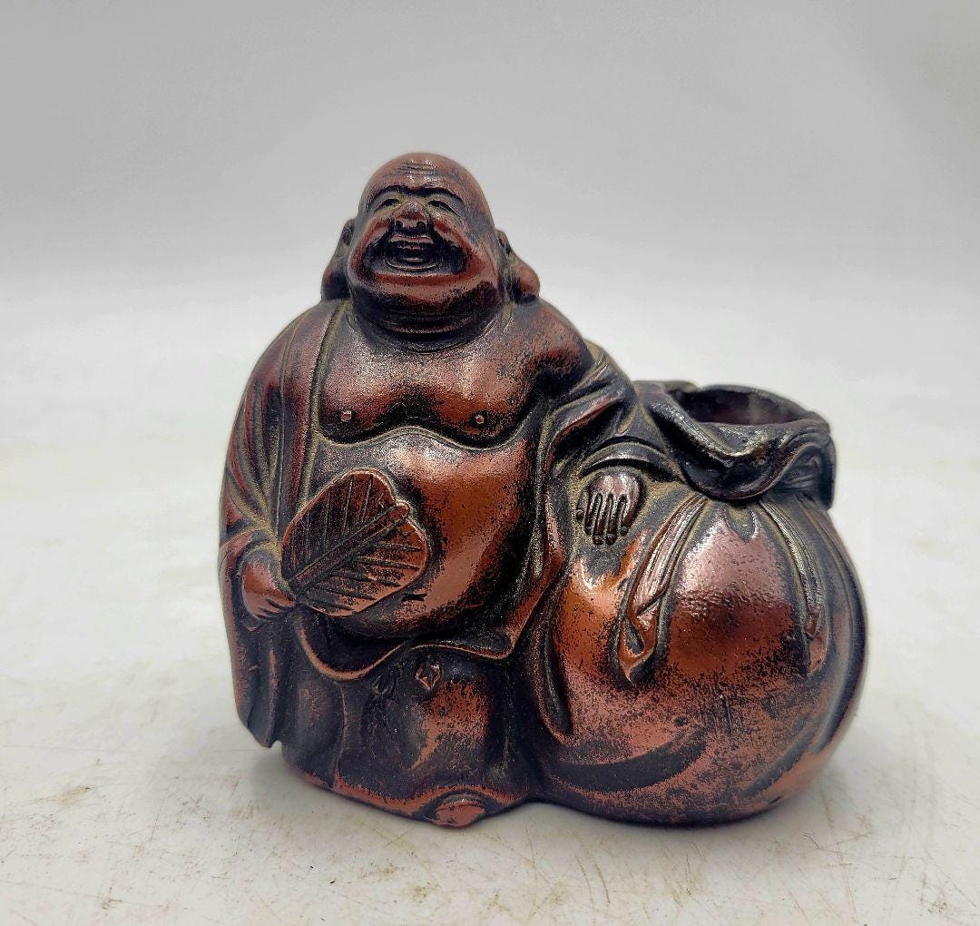 Bizen Ware Hotei Figurine – Japanese Lucky God Statue in Buddhist Style ...