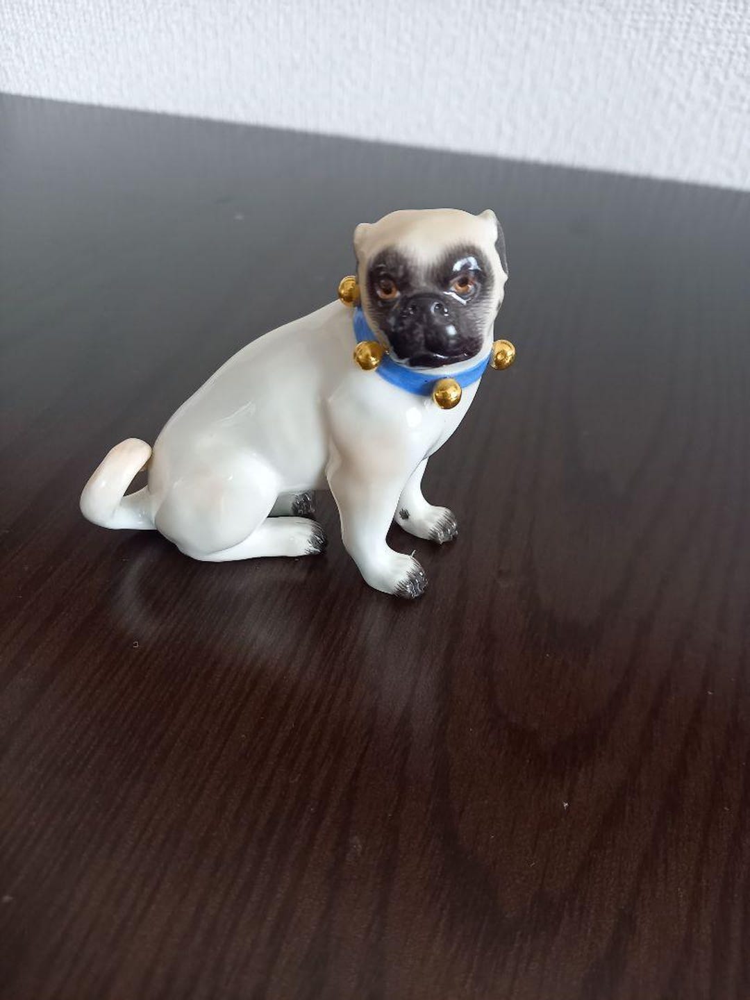 Meissen Pug Figurine With Gold Collar - Elegant Porcelain Masterpiece ...