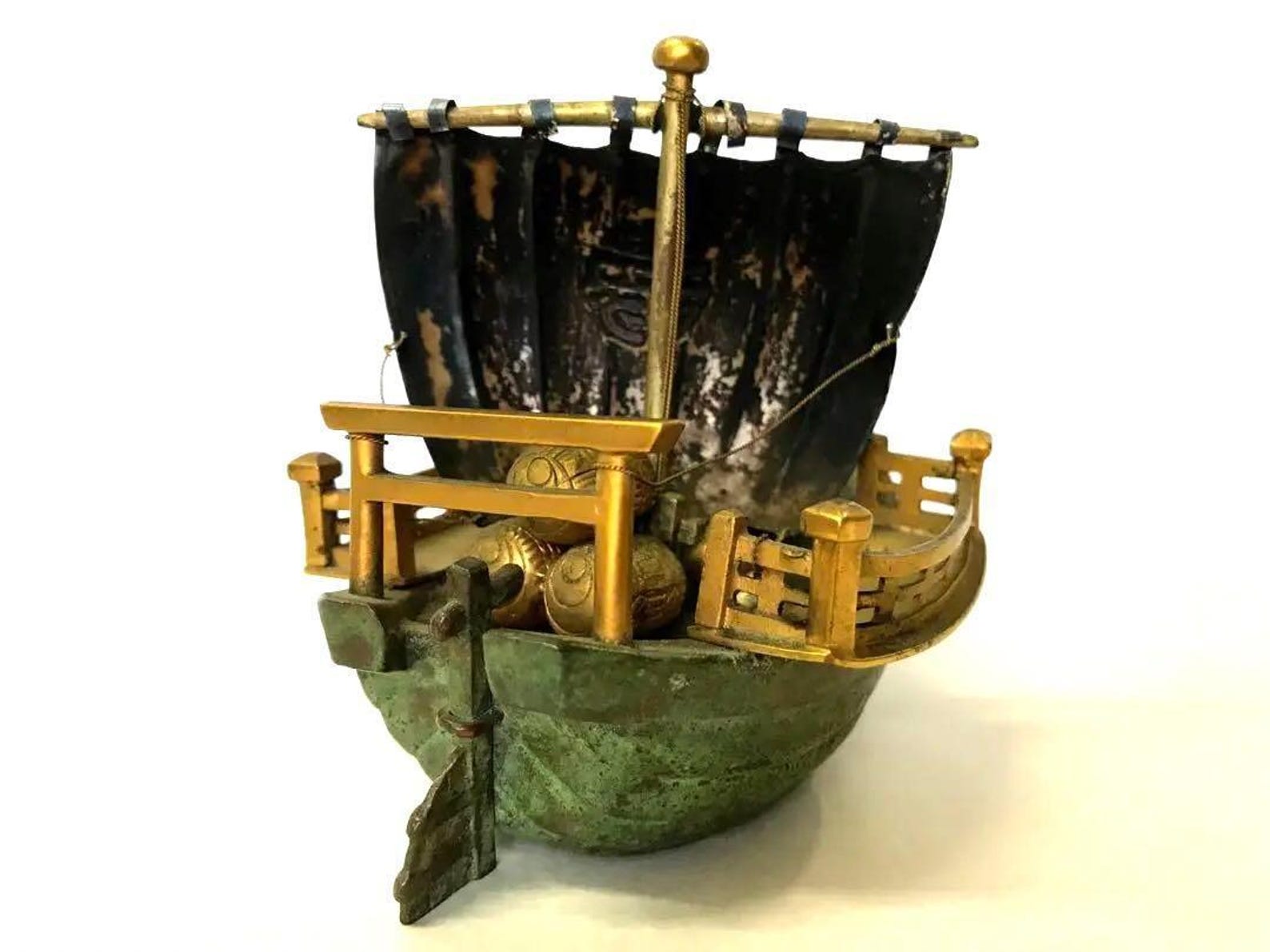 Metallic Treasure Ship Statue – Feng Shui Lucky Takarabune for Wealth ...