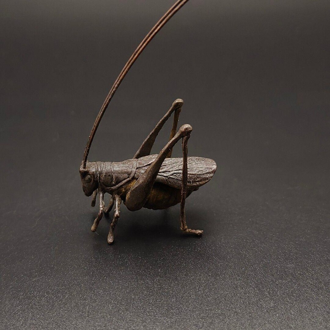 Antique Bronze Grasshopper Figurine – Japanese Metal Art Insect ...