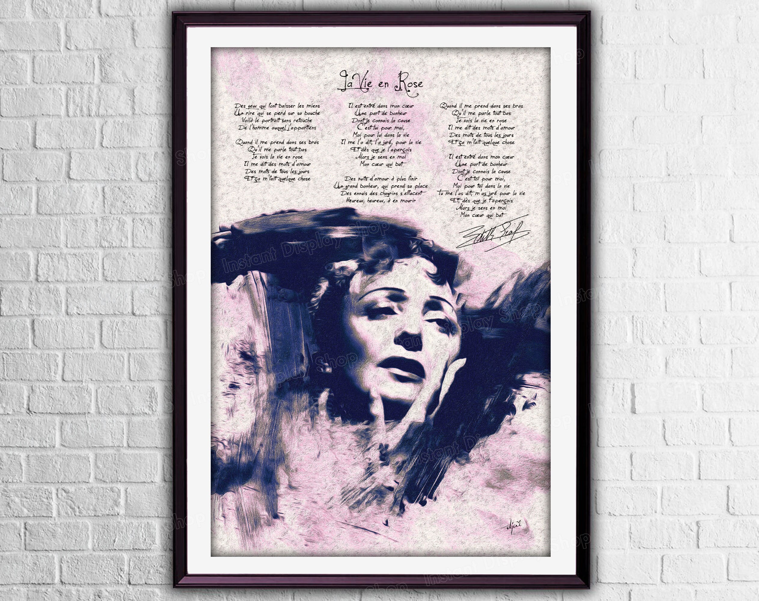 EDITH PIAF Poster la Vie En Rose Poster Music Song Singer Singer ...
