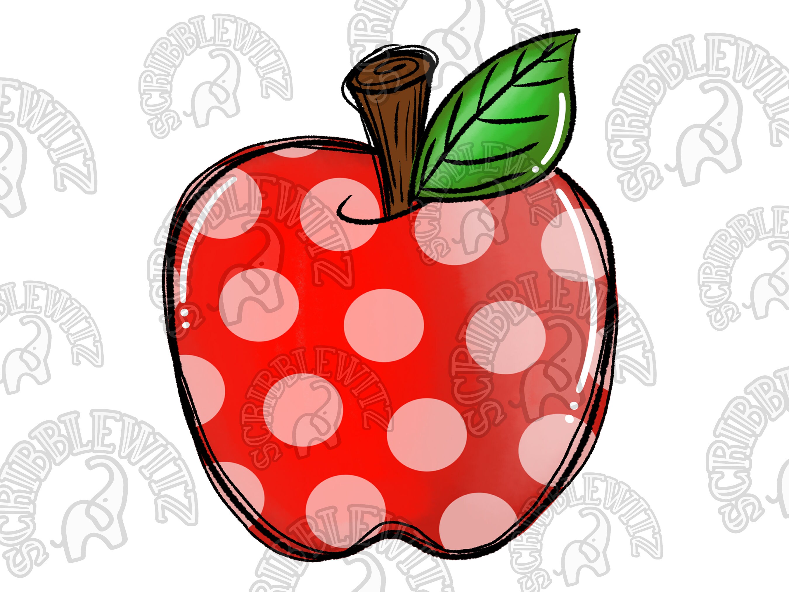 Polka Dot Apple Sublimation PNG Elementary School Clipart First Day of ...