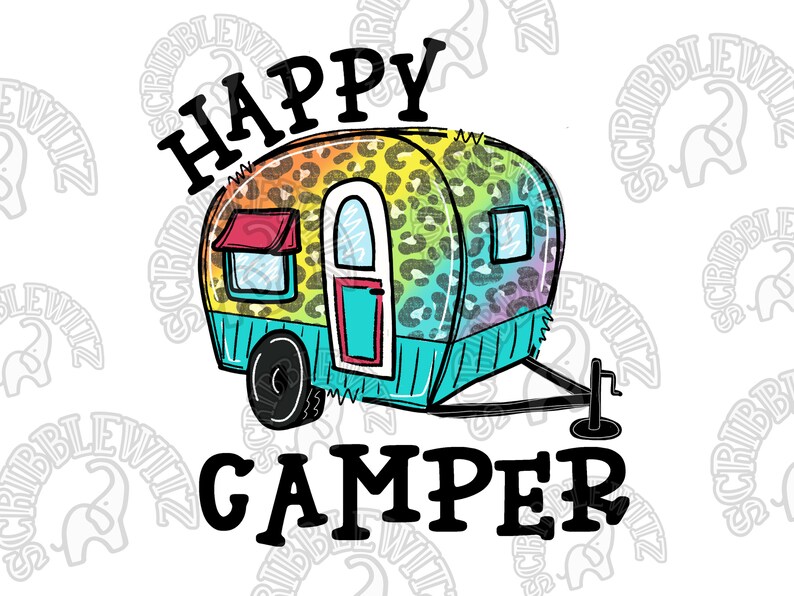 Camper PNG Sublimation Design Camper Clipart Happy Camper Design Hand ...
