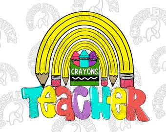School Sublimation PNG Teacher Clipart Teachers Apple Design Hand Drawn ...