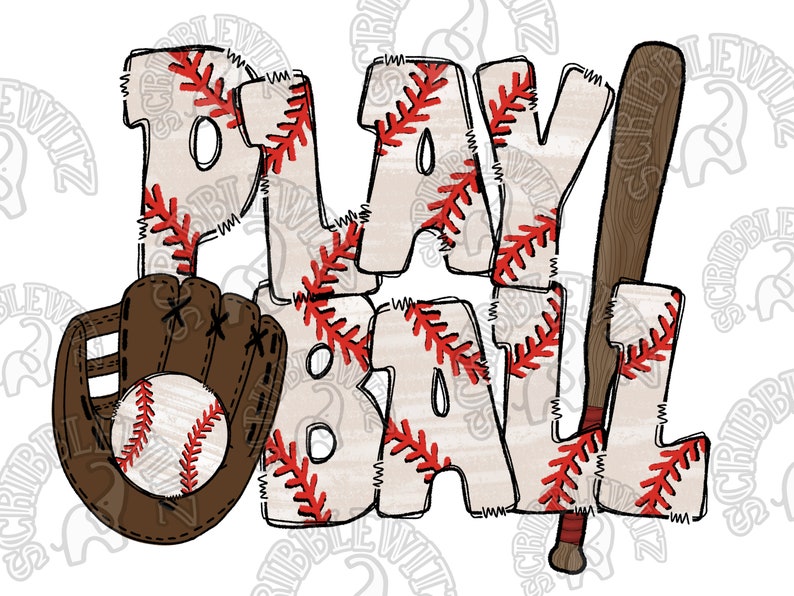 Baseball Sublimation PNG Baseball Clipart Play Ball Design Hand Drawn ...