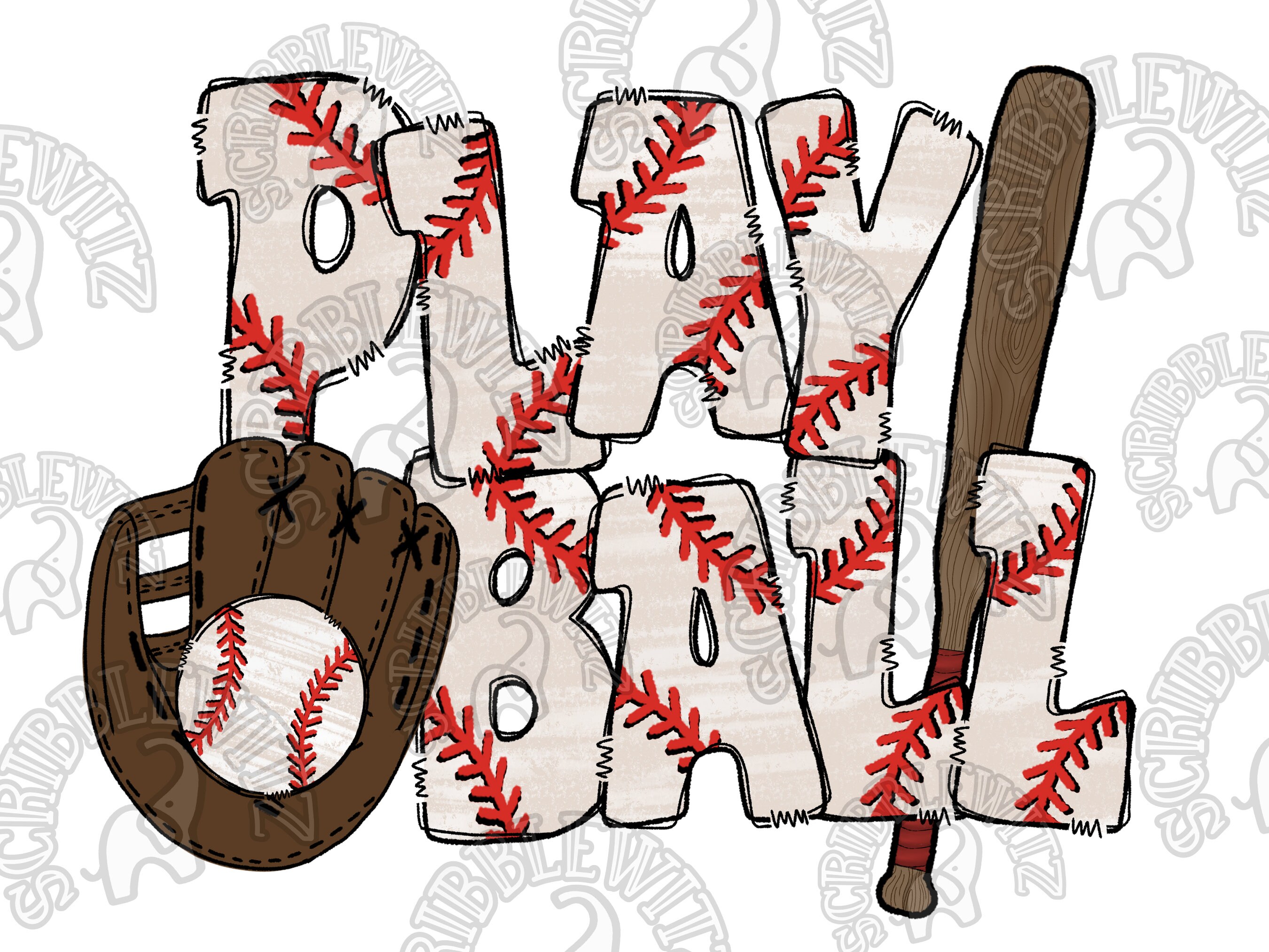 Baseball Sublimation PNG Baseball Clipart Play Ball Design Hand Drawn ...