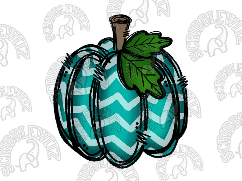 Teal Chevron Pumpkin Sublimation PNG Autism Awareness Pumpkin Design ...