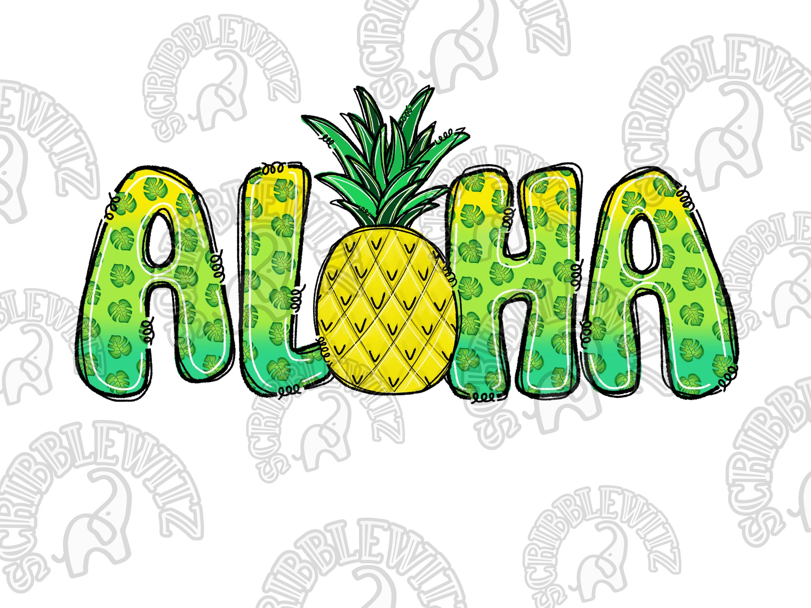 Aloha Sublimation PNG Hawaiian Design Pineapple Clipart Summer Design ...