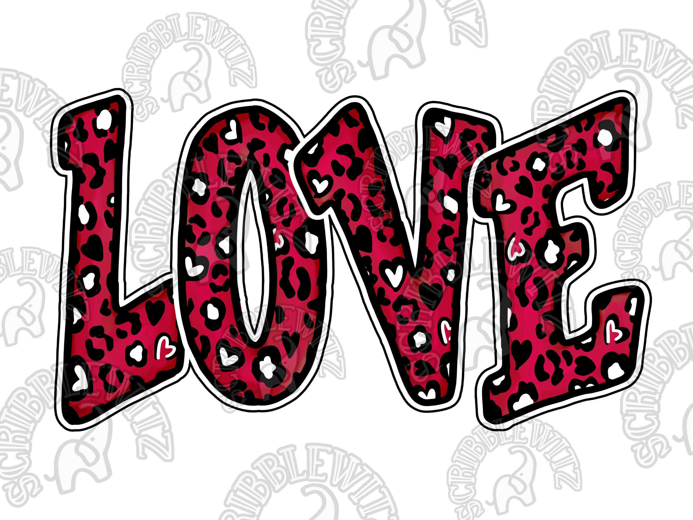 Leopard Print Love PNG Valentine's PNG Hand Drawn Valentine's Doodle ...