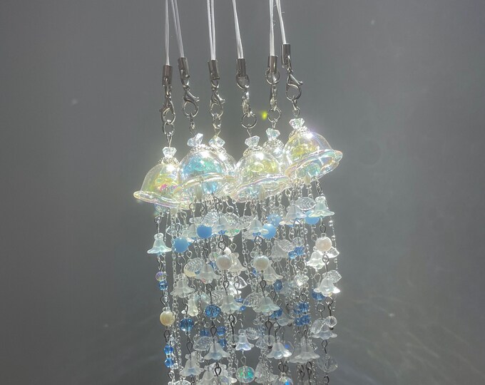 Phone Charm 'rainy Jellyfish', Blue Phone Charm, Cute Keychain, Gift ...