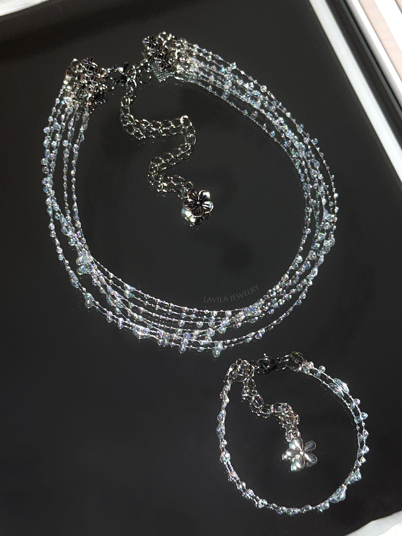 Frosted Droplets Jewelry Set - Winter-inspired Necklace and Bracelet - Etsy