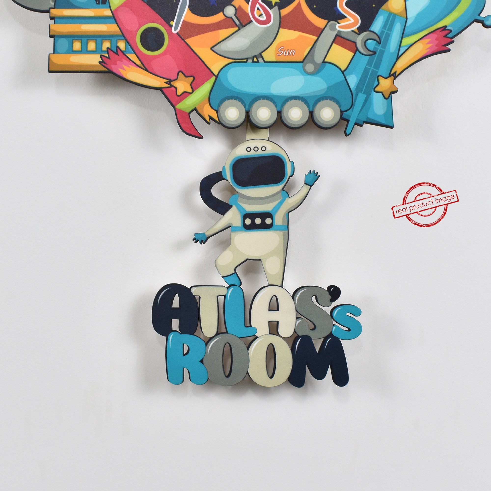 Printed Child Clock, Child Room Wall Clock, Kid Wall Clock, Pendulum ...