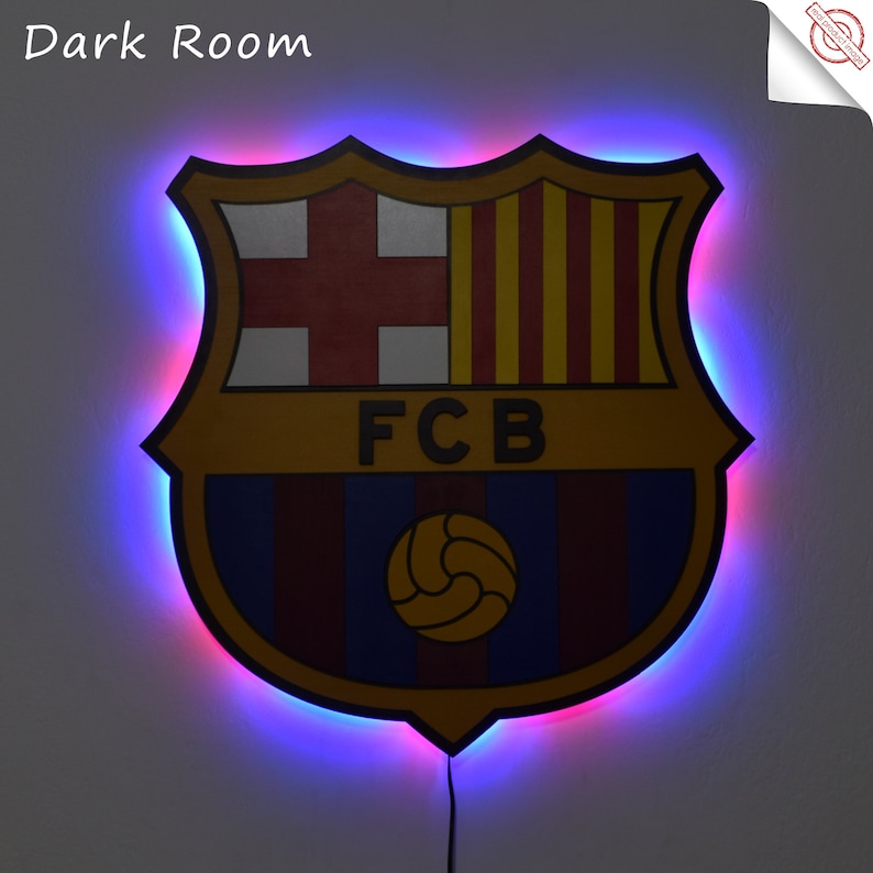 3D FC Barcelona Logo LED Wall Art: Wooden Soccer Decor - Etsy