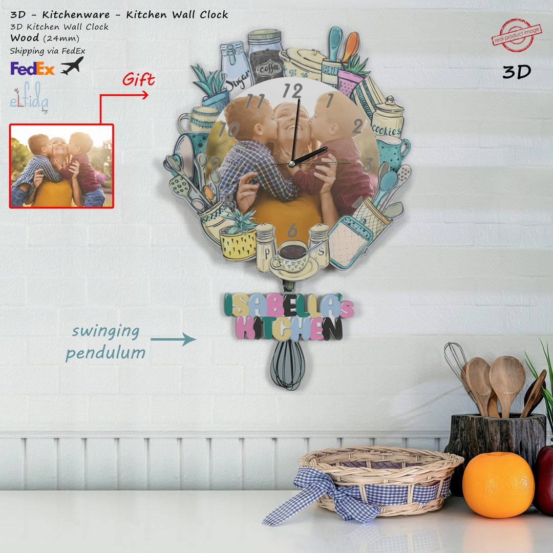 Wall Clock, Kitchen Clock, Kitchen Wall Clock, Pendulum Kitchen Clock ...