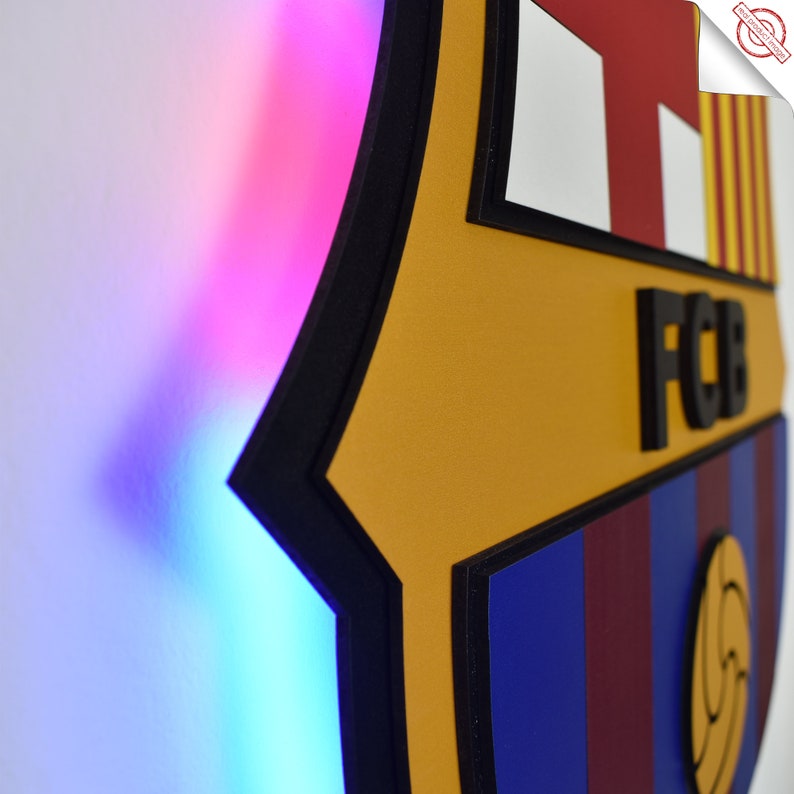 3D FC Barcelona Logo LED Wall Art: Wooden Soccer Decor - Etsy