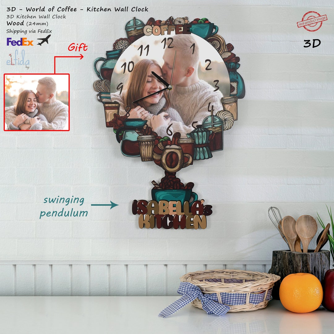 Wall Clock, Kitchen Clock, Kitchen Wall Clock, Pendulum Kitchen Clock ...