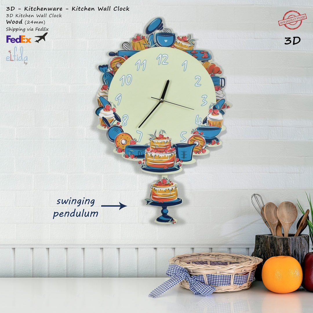Wall Clock, Kitchen Clock, Kitchen Wall Clock, Pendulum Kitchen Clock ...