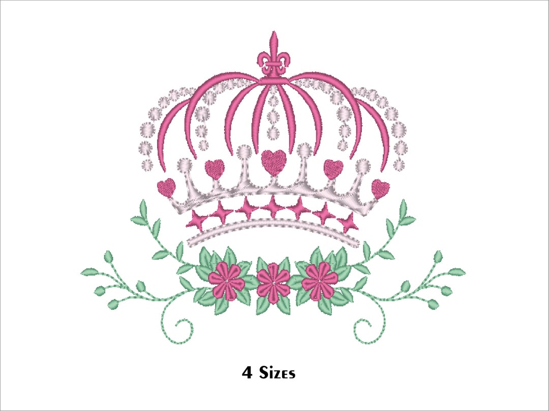 Crown Embroidery Designs floral Wreath With Crown Embroidery Design ...