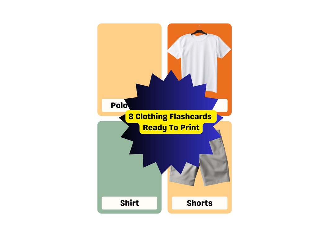 8 Clothing Flash Cards Pdf Printable Cards for Kids Free Clothing ...