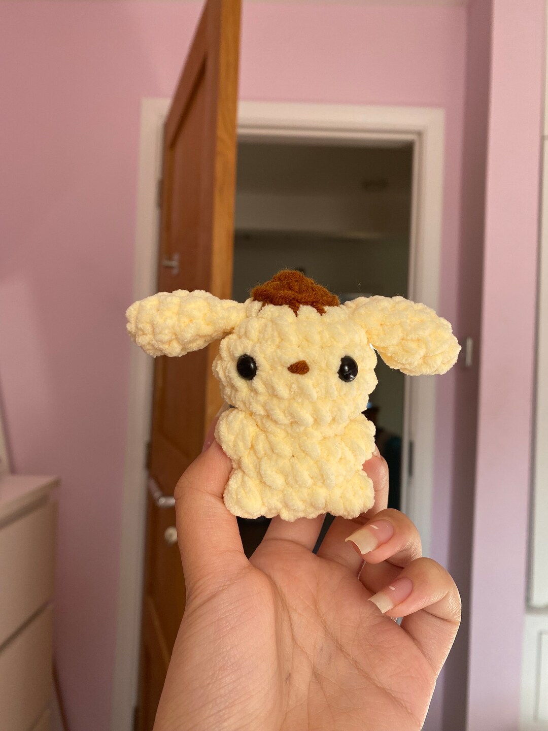 Crochet Pudding Dog Pompompurin Plushie Crochet Keyring Stress Toy Desk ...