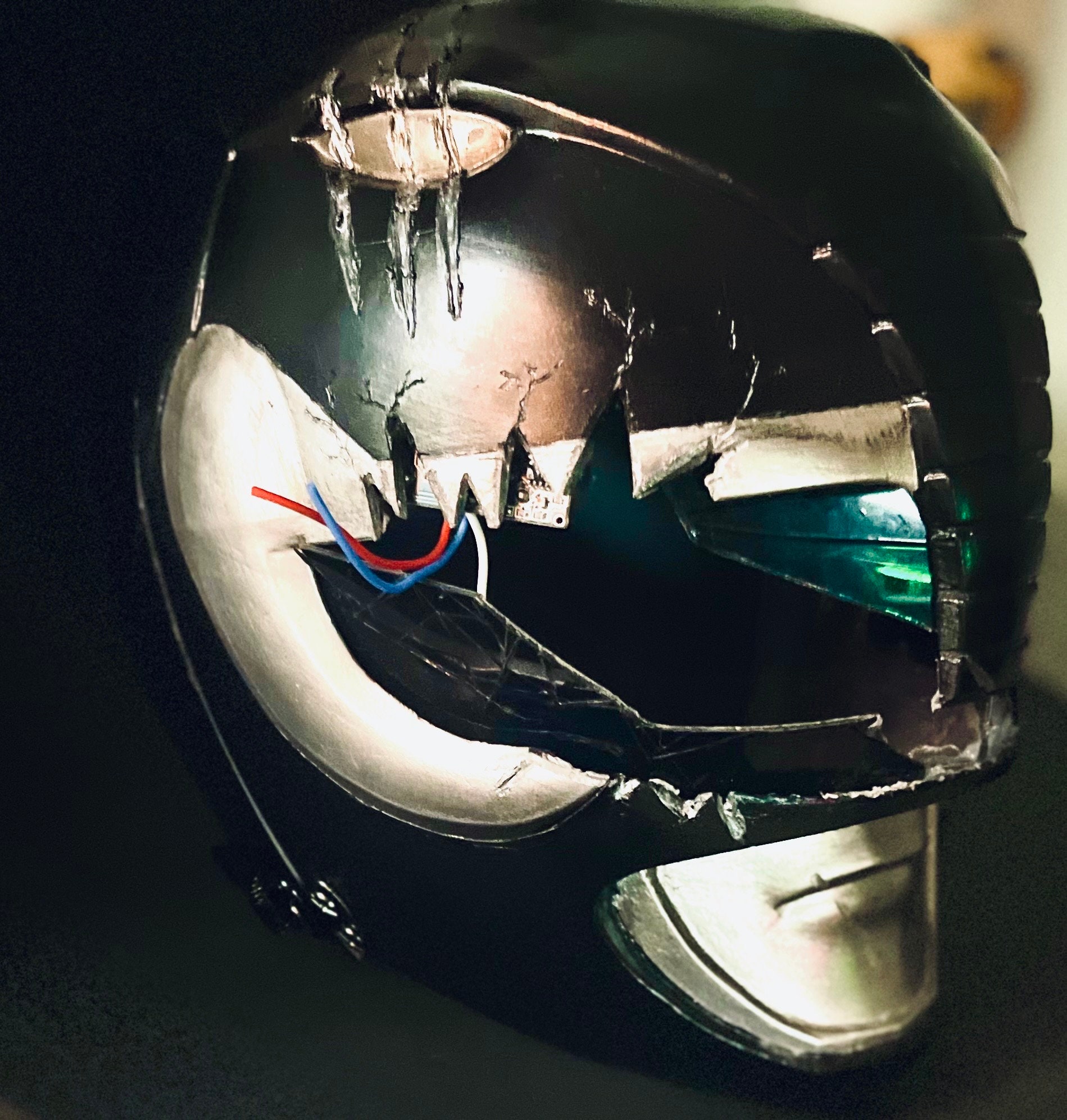 Battle Damaged Black Power Ranger Helmet - Etsy