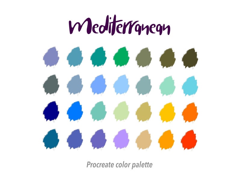 Mediterranean Color Palette for Procreate / Color Swatches / Procreate ...