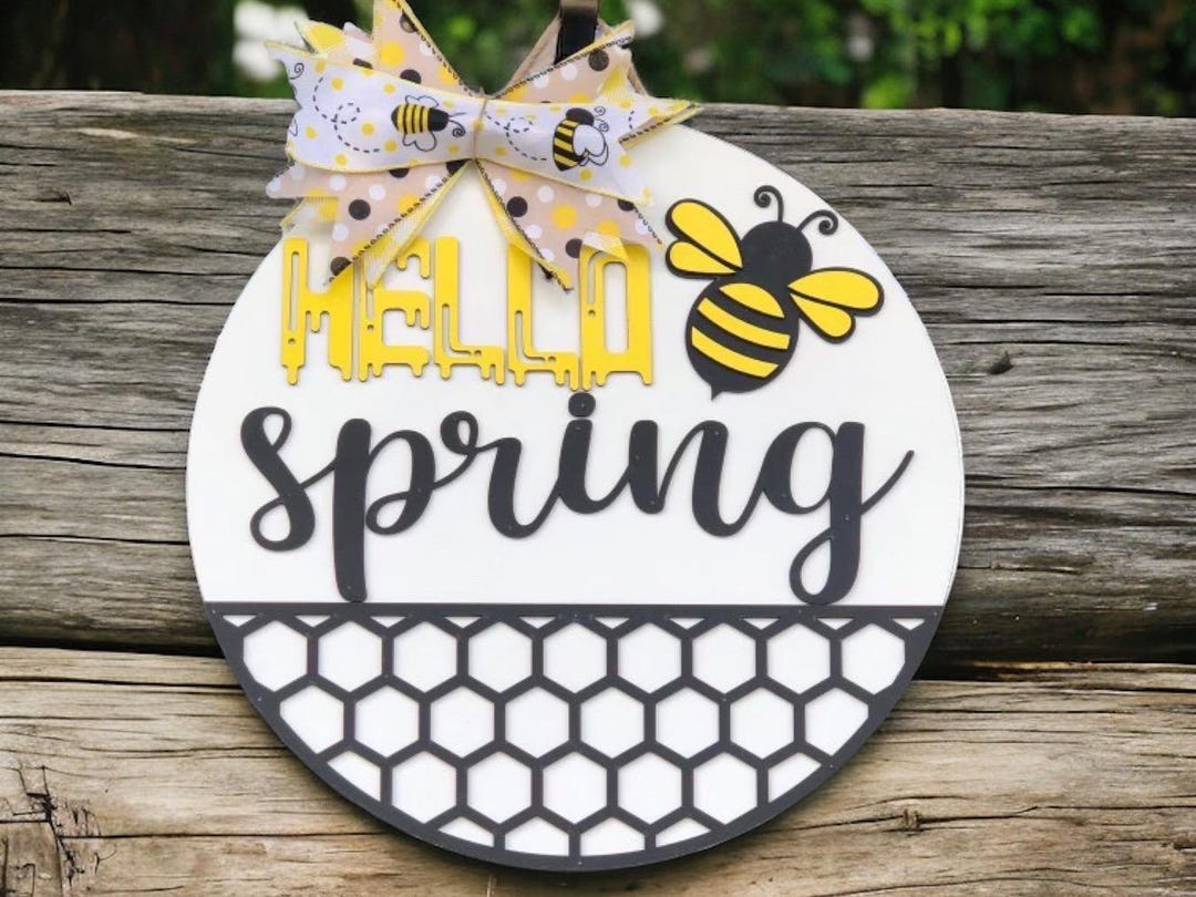 Spring Front Door Sign| Bee Front Door Sign|personalized Sign|hello ...