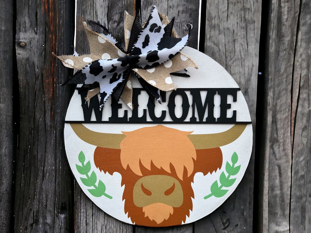 Highland Cow Front Door Sign|front Door Sign|cow Home Decor|western ...