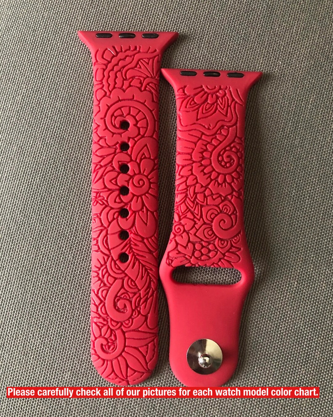 Henna Watch Band|floral Engraved Watch Band|zenta Watch Band| Silicone ...