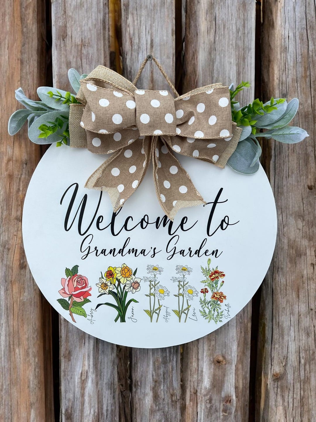 Grandma's Garden Sign|custom Grandma Sign|birth Flower Sign|sign for ...