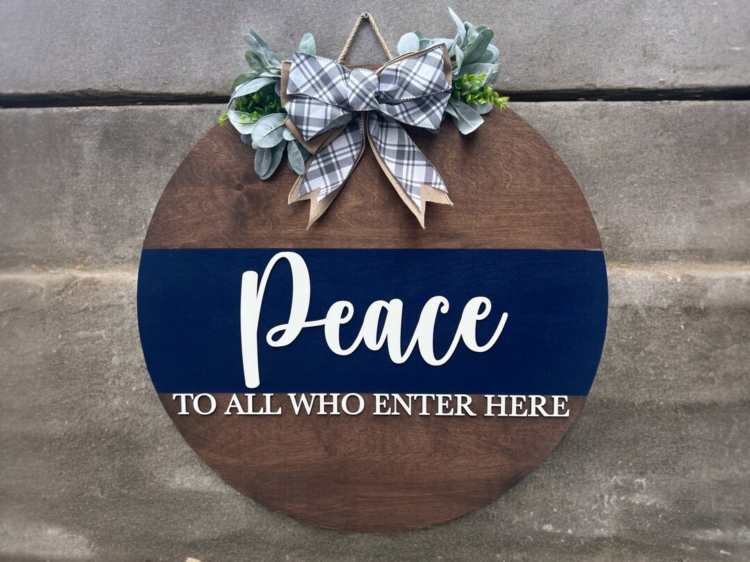 Peace Door Signwelcome Door Signpeace Front Door Signwooden Front Door ...