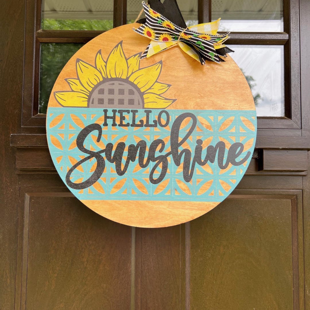 Sunflower Door Hanger|sunflower Door Sign|hello Sunshine Door Hanger ...